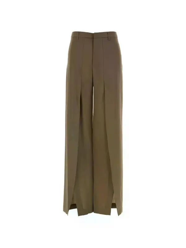 PT TORINO Mud Renee Palazzo Wool Trousers - Brown