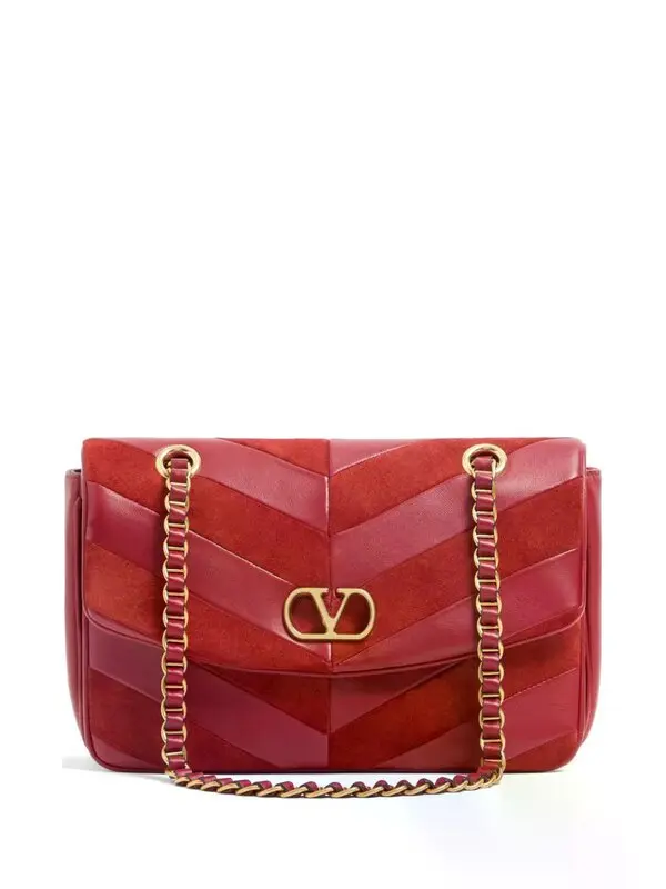 Valentino Garavani Djuna Medium Suede And Nappa Chevron Bag
