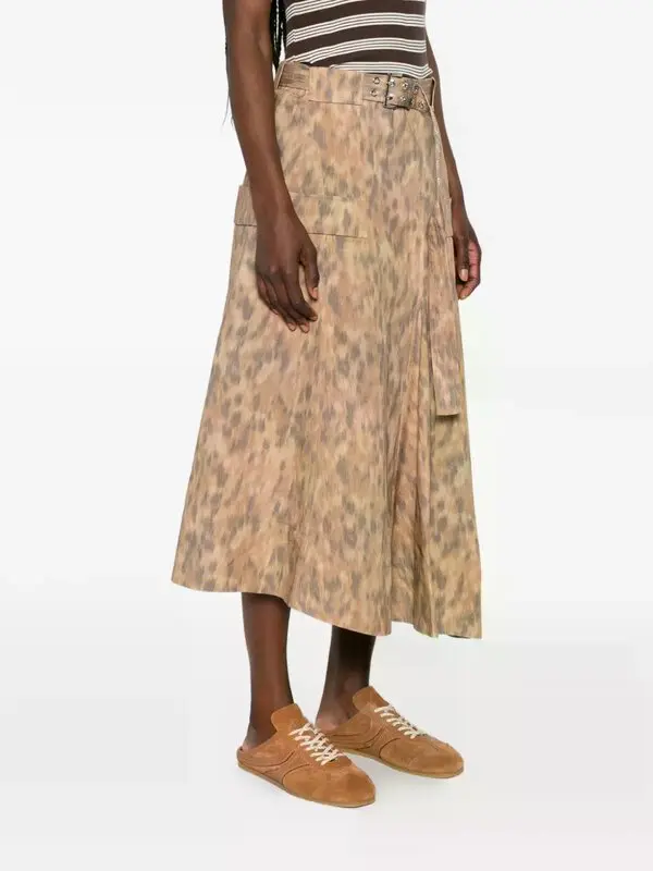 GANNI Leopard-print Belted Skirt