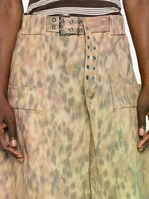 GANNI Leopard-print Belted Skirt