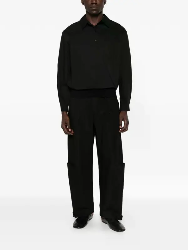 AMOMENTO Pleated Cargo Trousers - Black