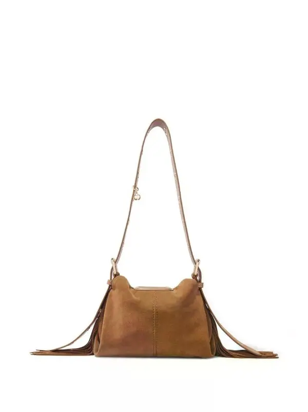 Maje Mini Miss M Suede Shoulder Bag With Fringe - Brown