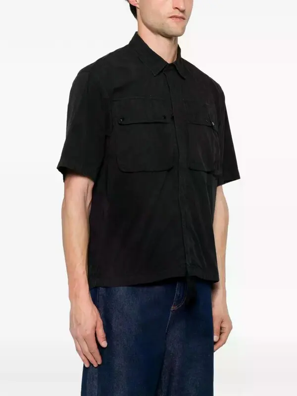 C.P. COMPANY 50 Fili Short-sleeve Zip Shirt - Black