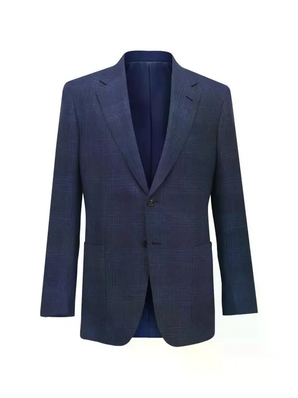 Zegna Check-pattern Single-breasted Blazer - Blue