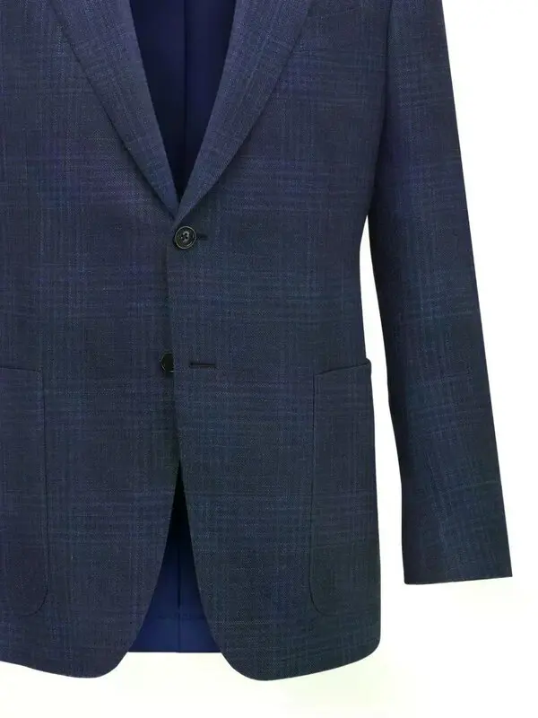Zegna Check-pattern Single-breasted Blazer - Blue