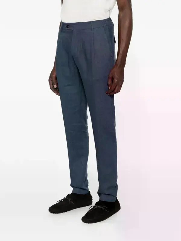 Eleventy Pleated Linen Trousers - Blue