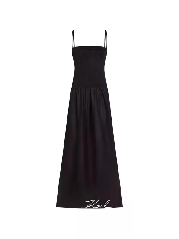 Karl Lagerfeld Shirred Maxi Beach Dress - Black