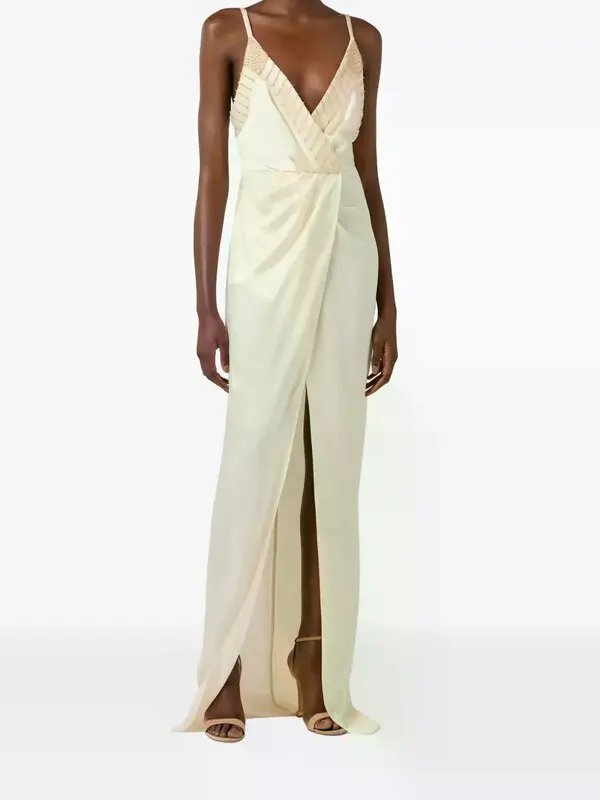 Elisabetta Franchi Bead-embellished Maxi Dress - Neutrals