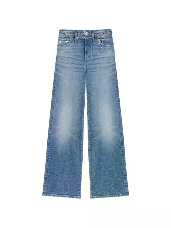 Maje Chain-belt Faded Denim Jeans - Blue