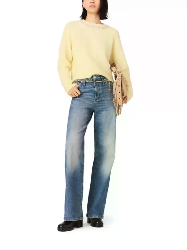 Maje Chain-belt Faded Denim Jeans - Blue