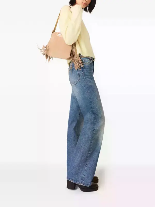 Maje Chain-belt Faded Denim Jeans - Blue