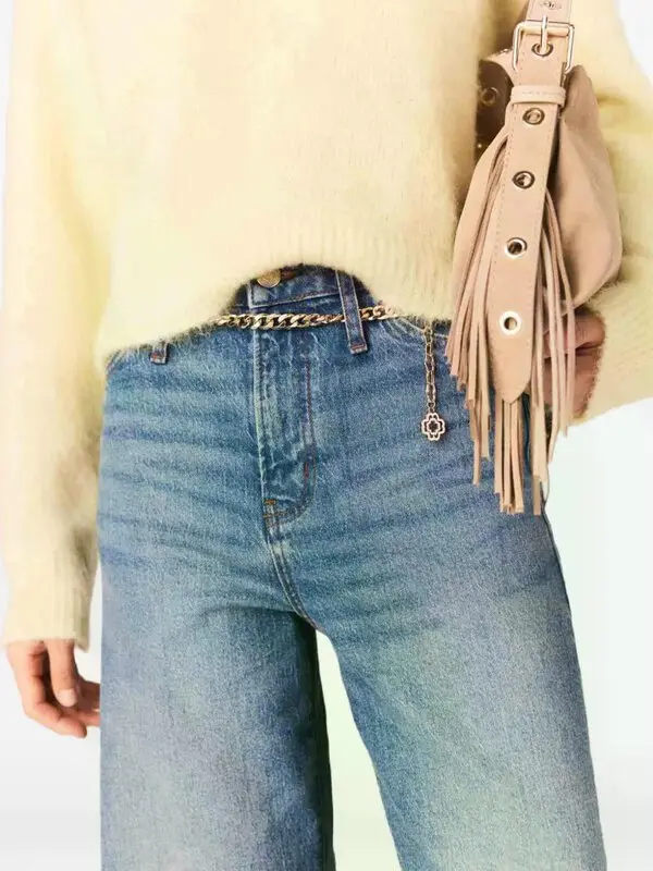Maje Chain-belt Faded Denim Jeans - Blue