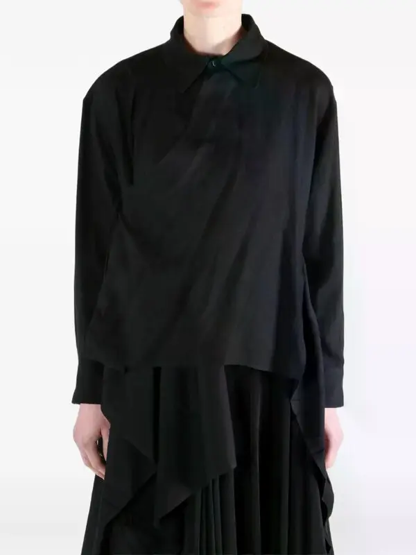 Yohji Yamamoto Asymmetric Handkerchief-hem Shirt - Black