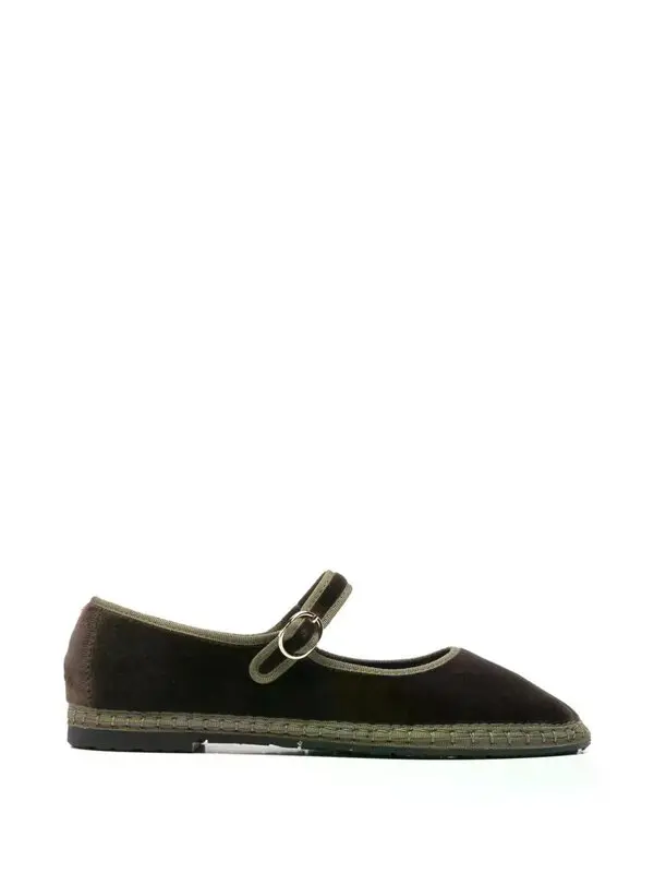 FLABELUS Ulla Velvet Ballet Flats - Brown