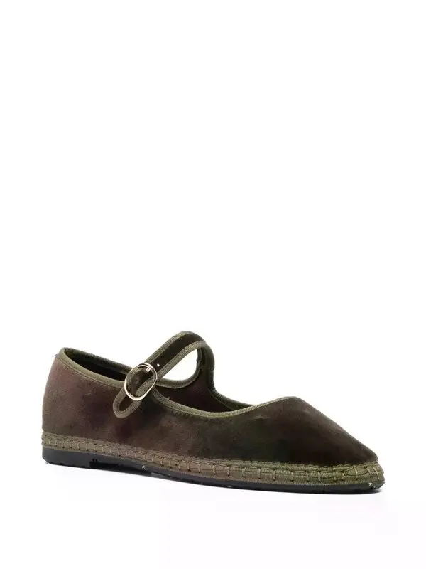 FLABELUS Ulla Velvet Ballet Flats - Brown