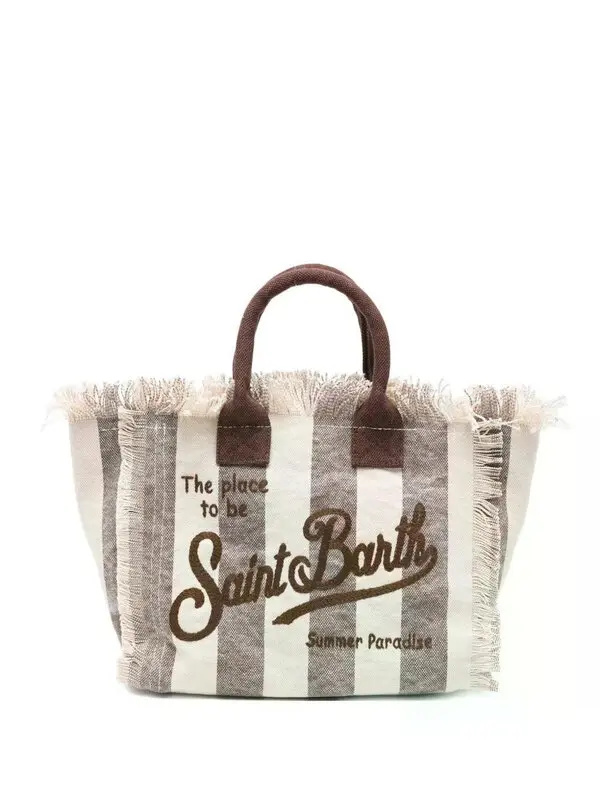 MC2 SAINT BARTH Colette Striped Frayed Tote Bag - Neutrals