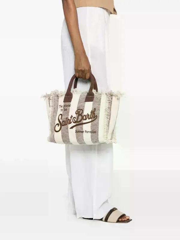 MC2 SAINT BARTH Colette Striped Frayed Tote Bag
