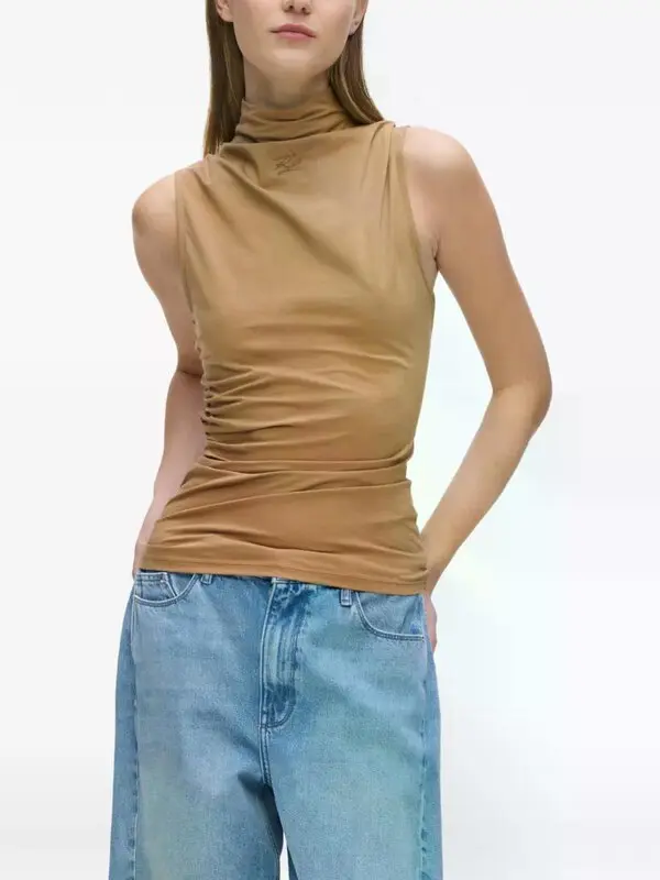 Karl Lagerfeld Ruched Mock-neck Tank Top - Neutrals
