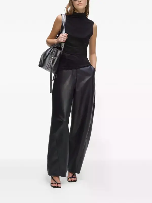 Karl Lagerfeld Mock-neck Ruched Tank Top - Black