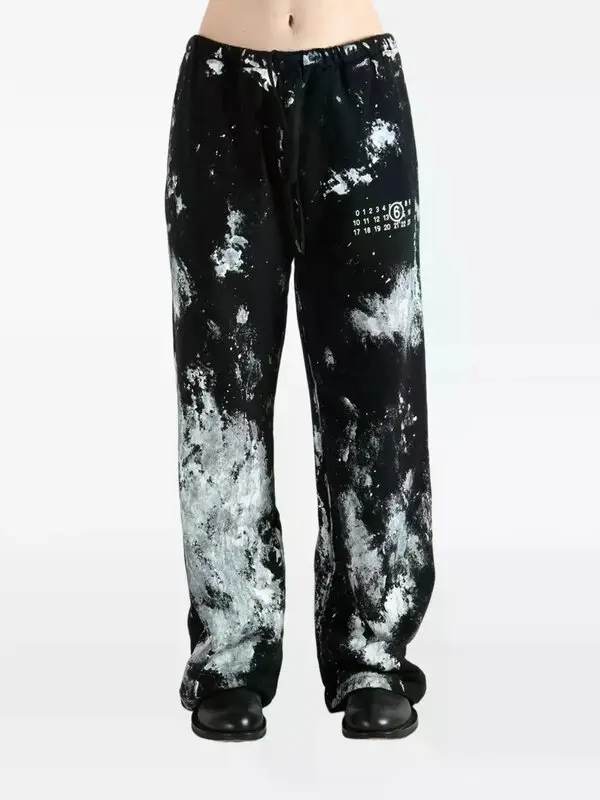 MAISON MARGIELA Paint-splatter Logo-print Track Pants - Black