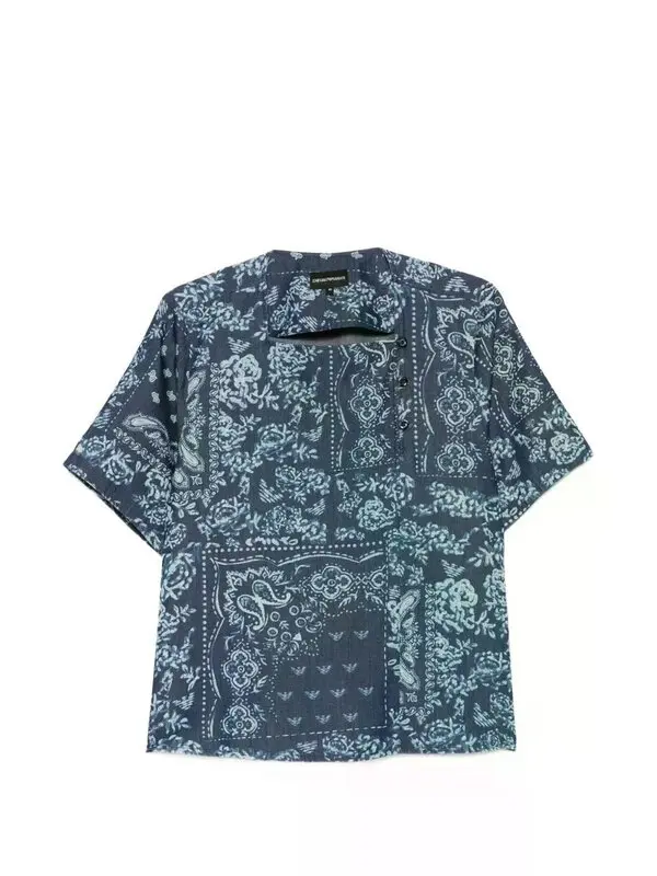 Emporio Armani Floral Patchwork Short Sleeve Blouse