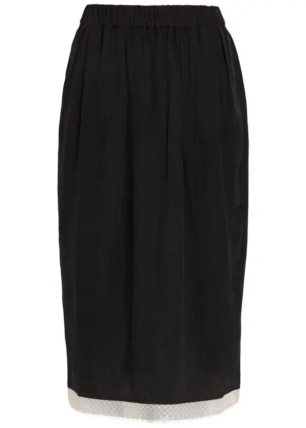 Maria Mcmanus Lace-trimmed Woven Midi Skirt