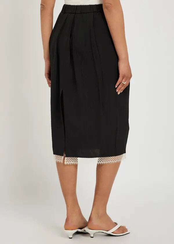 Maria Mcmanus Lace-trimmed Woven Midi Skirt