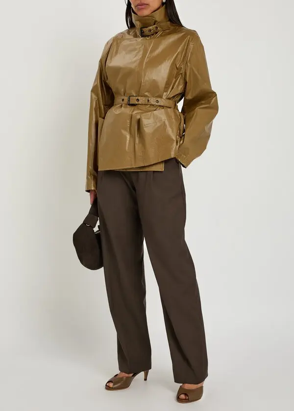 LEMAIRE High-neck Coated Cotton Wrap Jacket