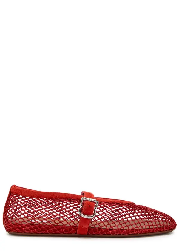 Alaïa Mesh And Suede Ballet Flats - Red