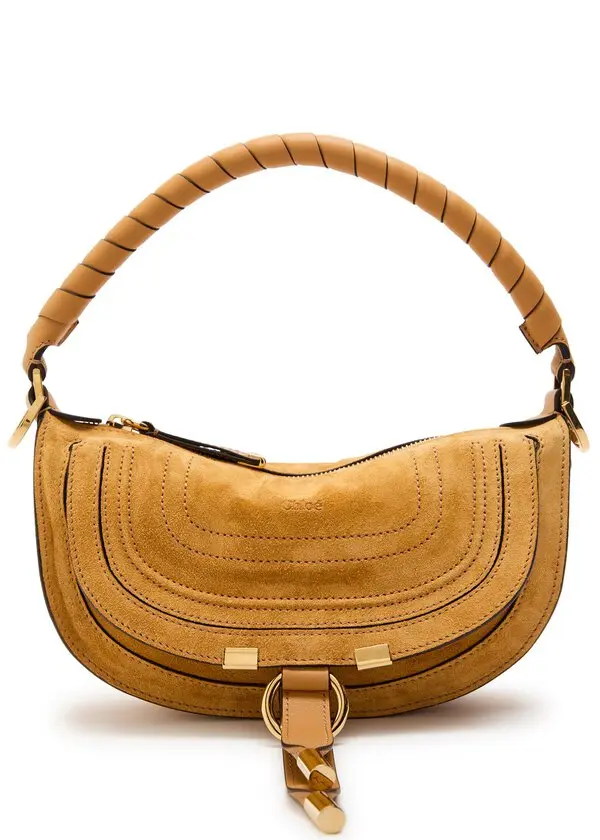 Chloé Marcie Small Suede Shoulder Bag - Tan