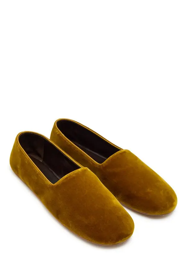 THE ROW Ponti Velvet Slipper Flats - Camel