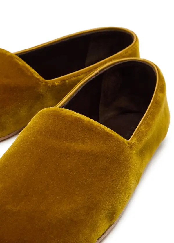 THE ROW Ponti Velvet Slipper Flats - Camel