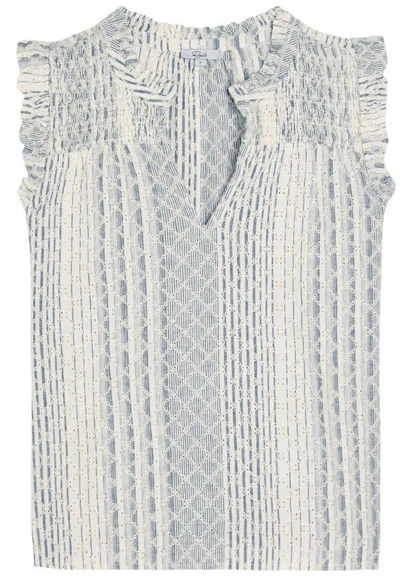 Rails Arlene Embroidered Linen-blend Top - Black