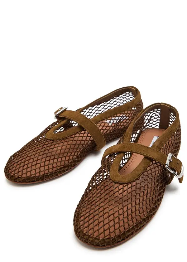Alaïa Mesh And Suede Ballet Flats