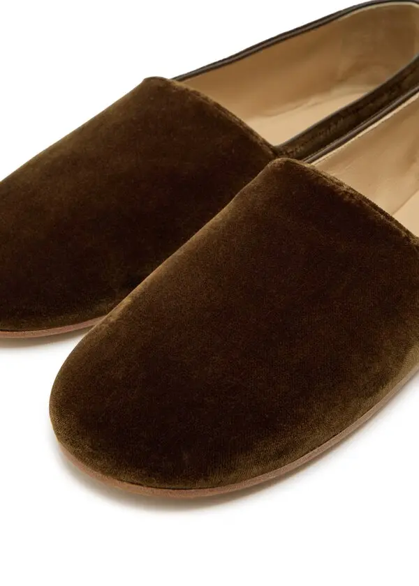 THE ROW Ponti Velvet Slipper Flats - Brown