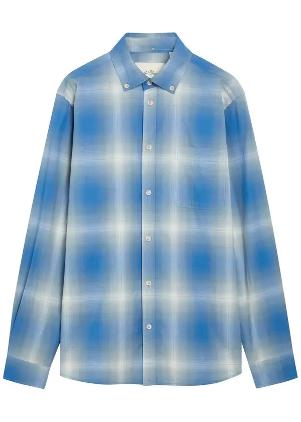 LES DEUX Kent Checked Cotton-poplin Shirt - Blue
