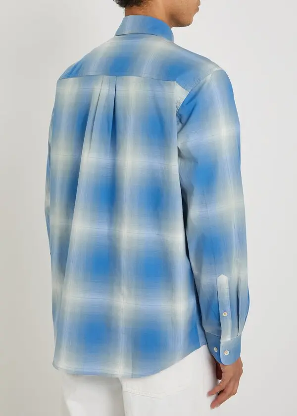 LES DEUX Kent Checked Cotton-poplin Shirt - Blue