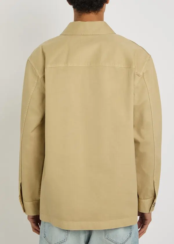 Saint Laurent Logo-embroidered Twill Overshirt - Beige