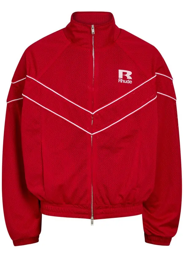 Rhude Pipe-trimmed Mesh Track Jacket - Red