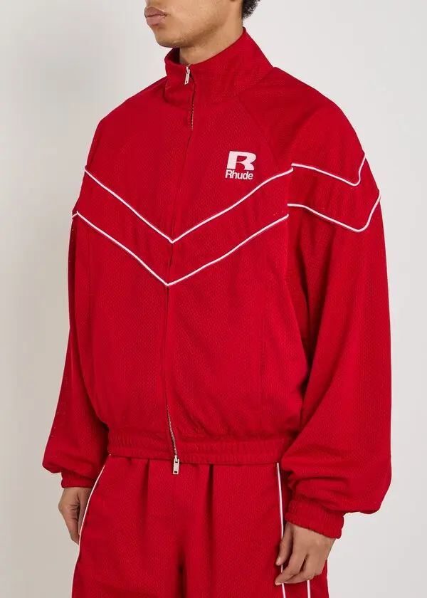 Rhude Pipe-trimmed Mesh Track Jacket - Red