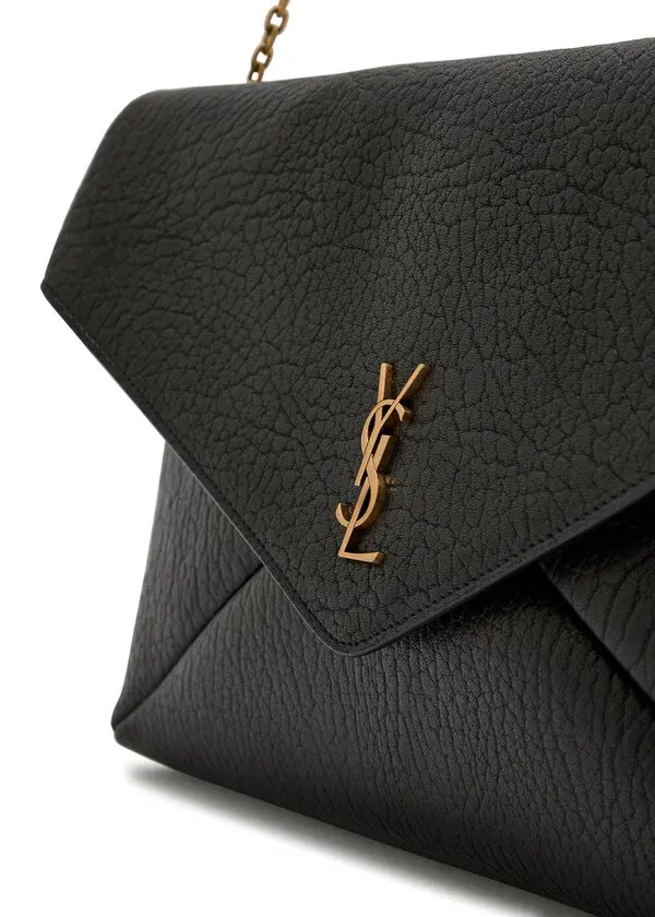Saint Laurent Envelope Grained Leather Pouch - Black