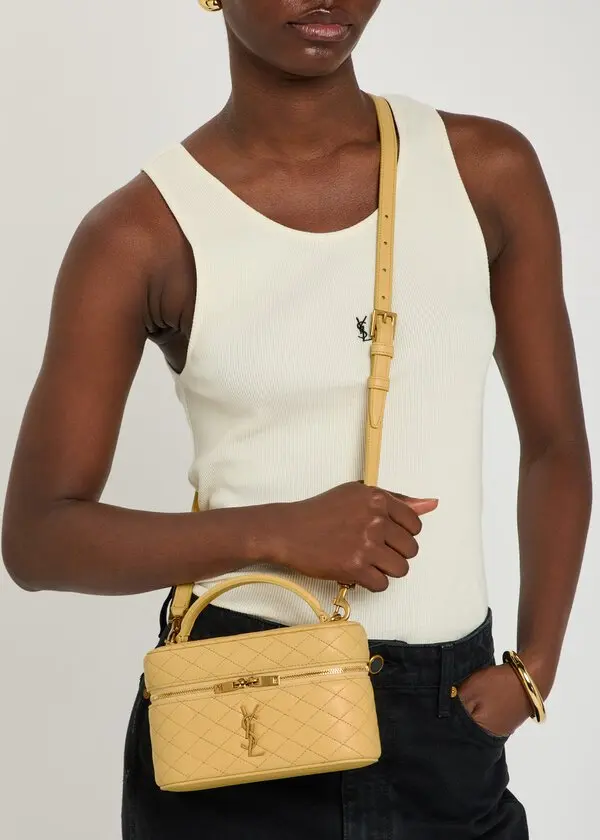 Saint Laurent Gaby Mini Quilted Leather Top Handle Bag - Yellow