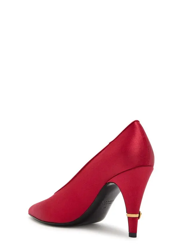 Versace Embellished Satin Pumps - Red