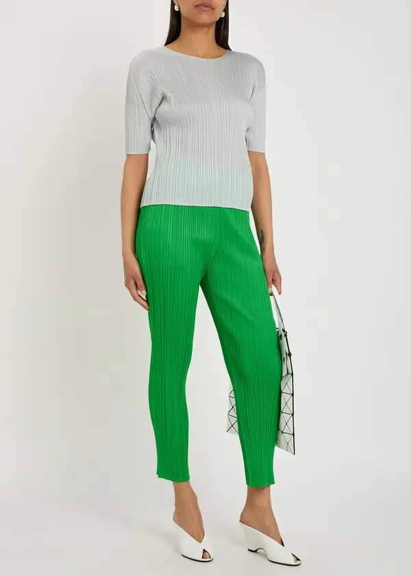 Issey Miyake Pleated Tapered-leg Woven Trousers