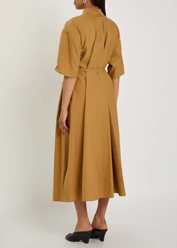 LEMAIRE Reversible Belted Cotton And Silk-blend Midi Dress - Light Brown