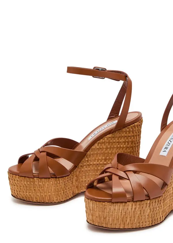 AQUAZZURA Copacabana 130 Leather Wedge Heels