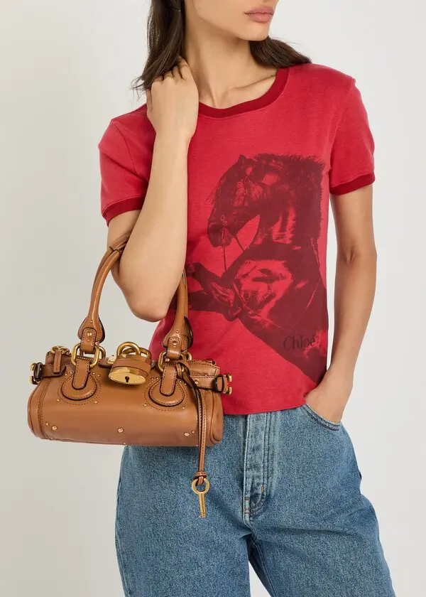 Chloé Paddington Grained Leather Shoulder Bag With Padlock