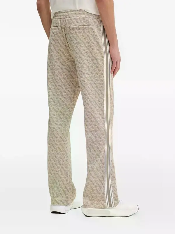 Guess Monogram-pattern Side-stripe Track Pants - Neutrals