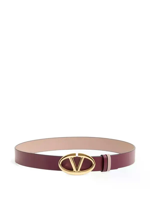 Valentino Garavani Vlogo The Bold Edition Reversible Calfskin Belt - Red