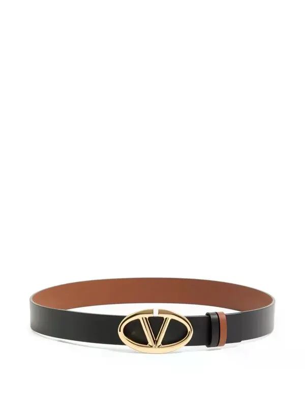 Valentino Garavani Vlogo The Bold Edition Reversible Calfskin Belt - Black